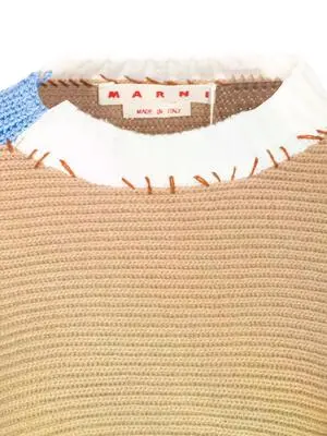 Marni Asymmetrical Knitted Crop Sweater - Neutrals