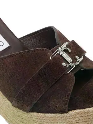JIMMY CHOO 100mm Leda Wedge Sandals
