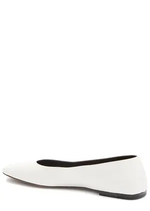 THE ROW Square Grained-leather Ballet Flats