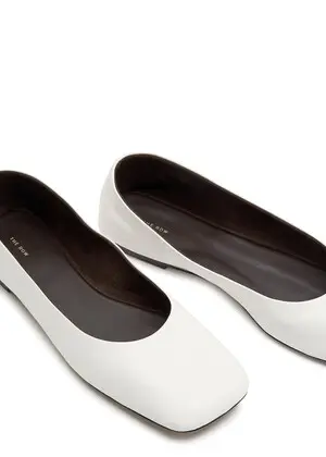 THE ROW Square Grained-leather Ballet Flats