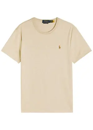 Ralph Lauren Logo-embroidered Cotton T-shirt Ecru