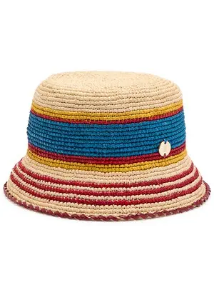 Rabanne Striped Raffia Bucket Hat - Multicoloured