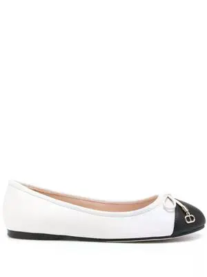 TWINSET Bow-detailed Two-tone Ballerina Shoes