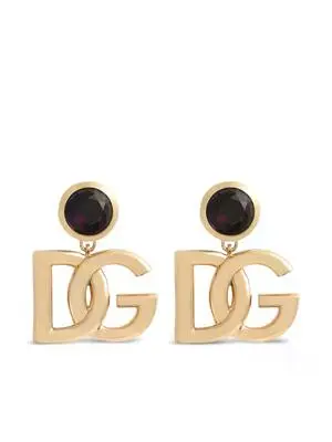 Dolce & Gabbana Logo-plaque Drop Earrings - Gold