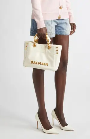 Balmain Small 1945 Soft Cabas Crinkled Leather Tote