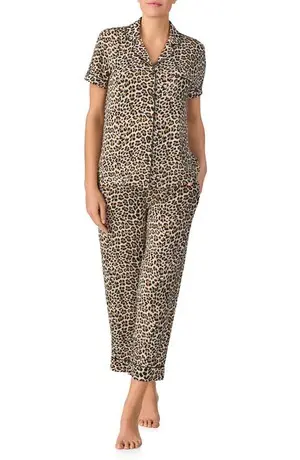 Kate Spade New York Print Crop Pajamas - Brown Animal Print