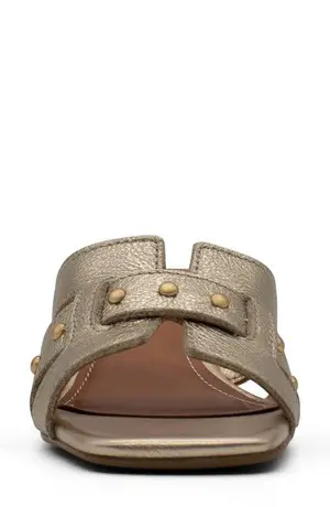 BOTTERO Studded Leather Slide Sandal - Dourado