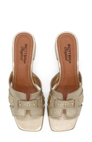 BOTTERO Studded Leather Slide Sandal - Dourado