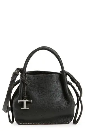 TOD'S Small Leather Bucket Bag - Nero