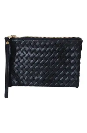 THE ARTISAN & COMPANY Woven Leather Flat Zip Pouch