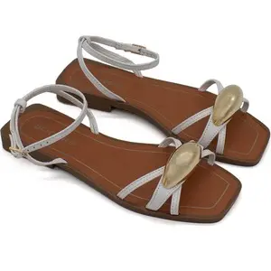 BUTTERO® Studded Ankle Strap Sandals White