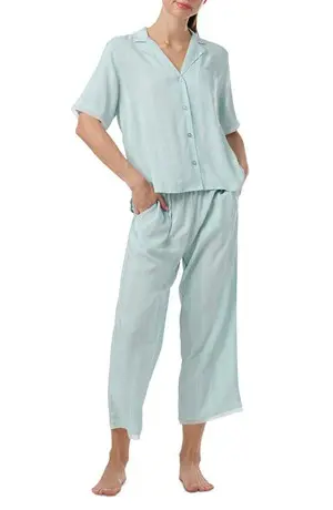 Splendid Notch Collar Pajamas - Dashed Stripe