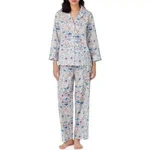 Ralph Lauren Monogram Pajamas Ivory Blue Print