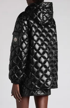 Moncler Diamond Quilted Down Hooded Jacket - Black