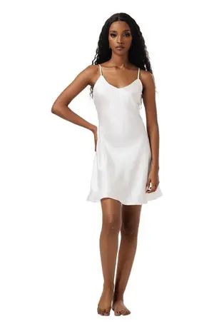SILKSILKY Pure Silk Nightgown Slip Dress - White
