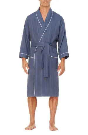 Majestic International Shawl Collar Woven Viscose & Cotton Robe - Chambray