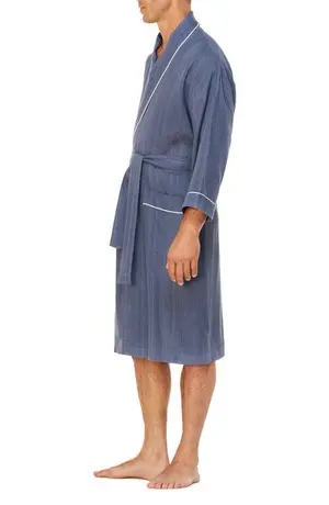 Majestic International Shawl Collar Woven Viscose & Cotton Robe - Chambray