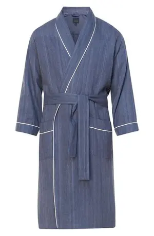 Majestic International Shawl Collar Woven Viscose & Cotton Robe - Chambray