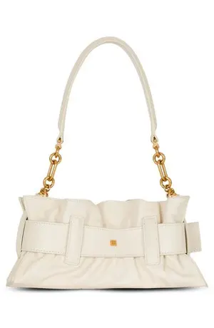 Balmain Mini Anthem Leather Shoulder Bag - Cream