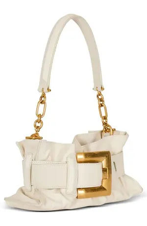 Balmain Mini Anthem Leather Shoulder Bag - Cream