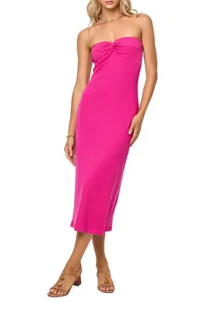 L*Space Lisette Strapless Ribbed Dress - Bougainvillea