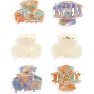 Tasha Assorted Mini Jaw Hair Clips 6-pack - Ivry/green Multi/purple Multi