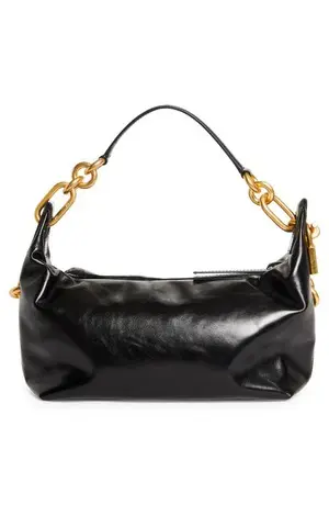 Balmain Medium Leather Hobo Bag - Black