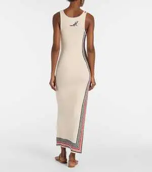 Rabanne Striped Cotton-blend Terry Midi Dress - White