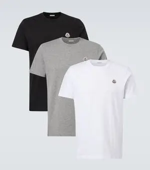Moncler Moncler Set Of 3 Logo Cotton Jersey T-shirts Grey