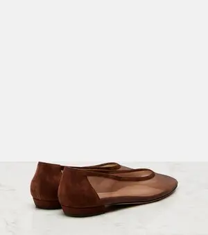 GIANVITO ROSSI Amelia Suede-trimmed Organza Ballet Flats - Brown