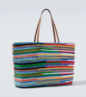 Miu Miu Large Crochet Leather-trimmed Tote