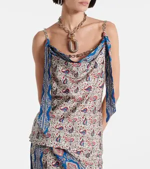 Rabanne Chain-detail Paisley Satin Camisole - Multicoloured