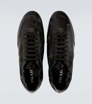 Prada Collapse Leather Sneakers - Black