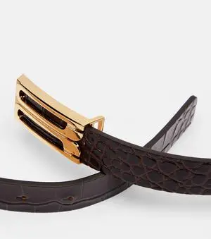 Victoria Beckham Croc-effect Leather Belt - Black