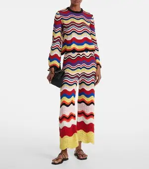 La DoubleJ Chevron Crochet Wide-leg Pants