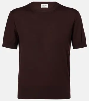 Saint Laurent Crewneck Wool Knit Top - Brown