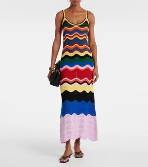 La DoubleJ Chevron Crochet Cotton Maxi Dress - Multicoloured