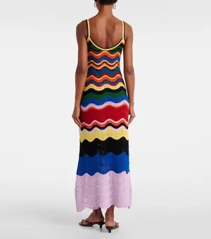 La DoubleJ Chevron Crochet Cotton Maxi Dress - Multicoloured