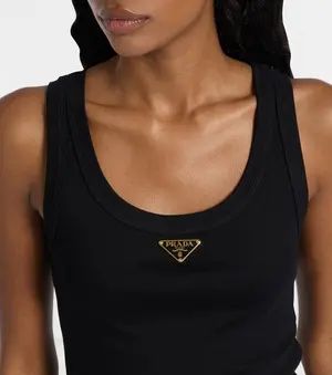 Prada Ribbed-knit Cotton Jersey Tank Top - Black