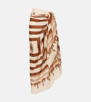 Johanna Ortiz Cotton Printed Beach Cover-up - Brown