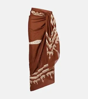 Johanna Ortiz Cotton Printed Beach Cover-up - Brown