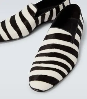 Manolo Blahnik Mario Zebra-print Calf Hair Loafers - Black