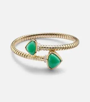 Marina B Trisolina Cuff Bracelet With Diamonds And Chrysoprase - Gold