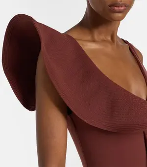 Johanna Ortiz Asymmetric Ruffled Swimsuit - Red