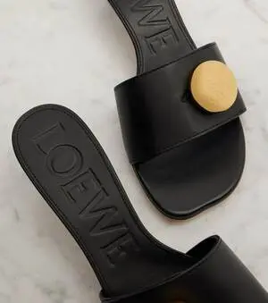 Loewe Pebble 45 Leather Mules