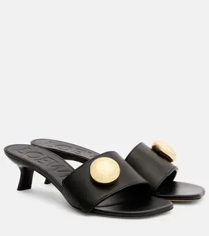 Loewe Pebble 45 Leather Mules - Black