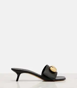 Loewe Pebble 45 Leather Mules - Black