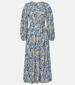 Ulla Johnson Seraphina Printed Cotton-blend Midi Dress - Blue