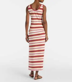 Rabanne Striped Cotton-blend Jersey Maxi Dress - Multicoloured