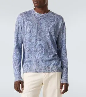 Etro Paisley Silk And Cashmere Sweater - Blue